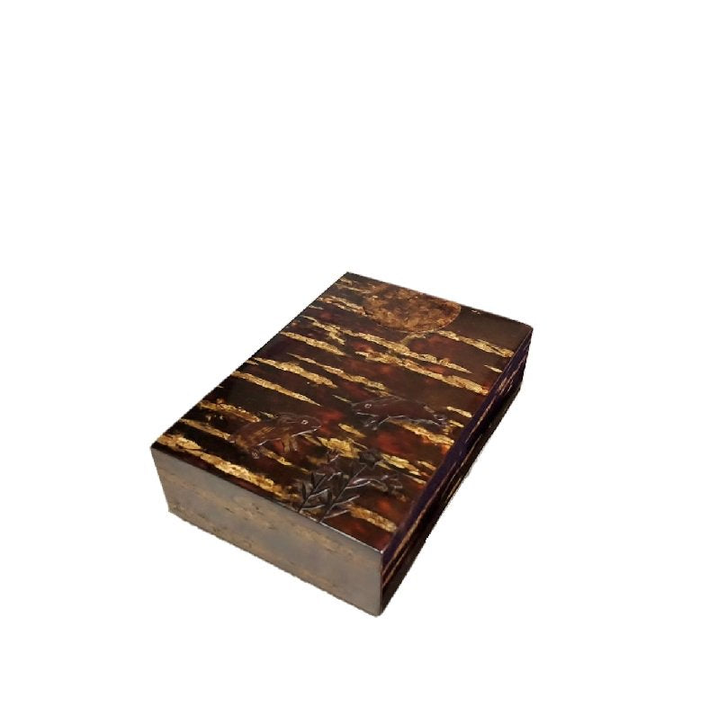 Japanese polished cherry bark with two rabbits decoration Accessory Ca ...